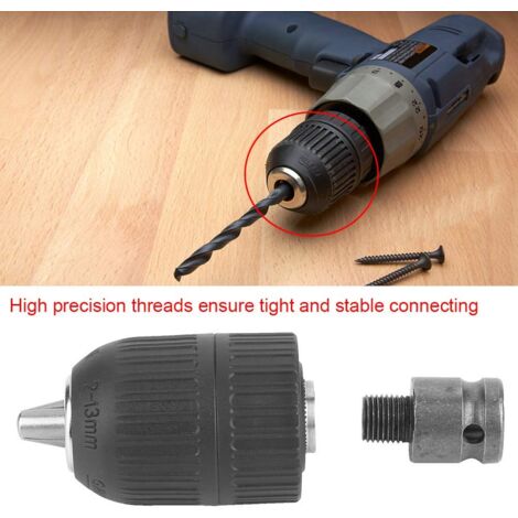 2-13mm Plastic Keyless Drill Chuck 1/2"-20UNF with 1/2" Chuck Adapter ...