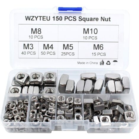 150 pcs Square Nut, 304 Stainless Steel Square Nut Kit for Home ...