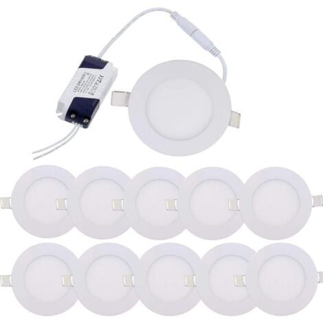 10pcs 3W Cool White 6000K Recessed Downlight LED Downlight Ultra Thin Panel Round Recessed ...