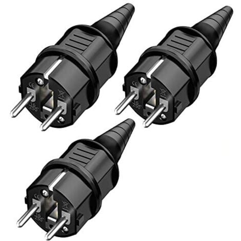 3X Male Power Plug, Electrical Plug, Male Plug, Splashproof and Durable ...