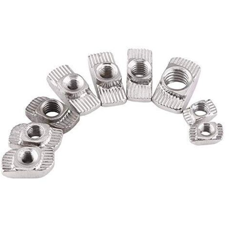 50 Pack Carbon Steel T-Nuts Sliding T-Nuts European Standard Hammer Head Nut T-Slot Nuts for ...