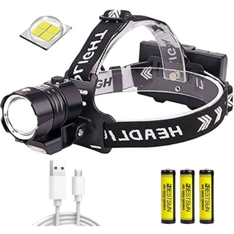 USB Rechargeable Headlamp Powerful XHP90.2 LED Super Bright 20000 ...