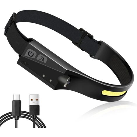 Headlamp, 5 Mode COB XPE Waterproof Motion LED USB Rechargeable ...