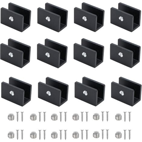 12 Pieces Glass Clamp, Aluminum Shelf Brackets, Adjustable Glass ...