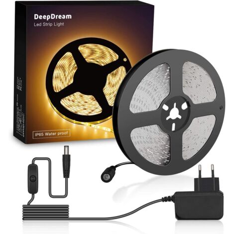 5M Warm White LED Strip, Waterproof IP65 3000k 2835 300LEDs LED Strip ...