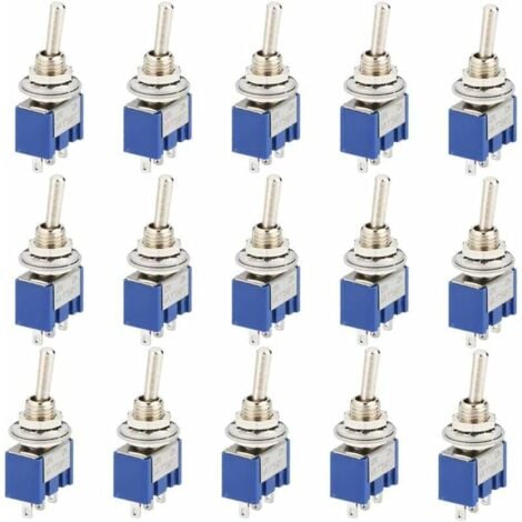 15 Piece Mini Toggle Switch, AC 125V 6A ON-OFF 3 Pin 2 Position SPDT ...