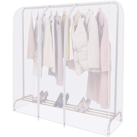 Transparent clothes rail cover with strong zipper and document pocket ...