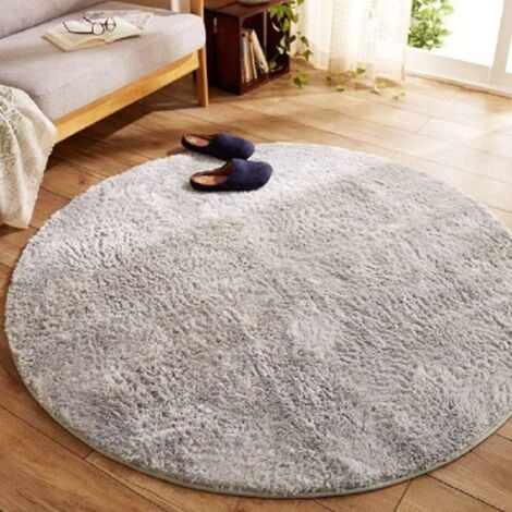 Round Washable Rug 100 cm Plush Rug Indoor Anti Slip Bedroom Living ...