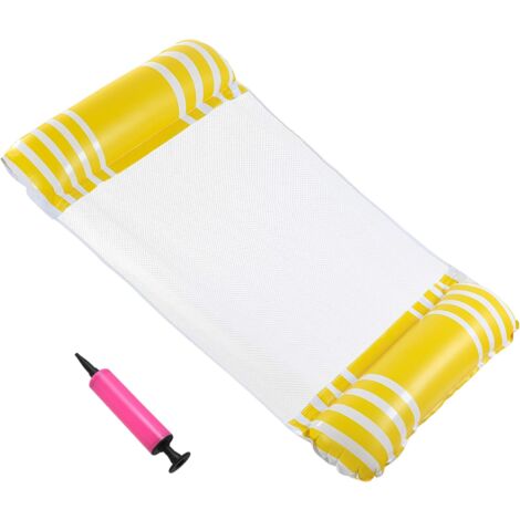 Inflatable pool hammock with multi-purpose mesh bottom