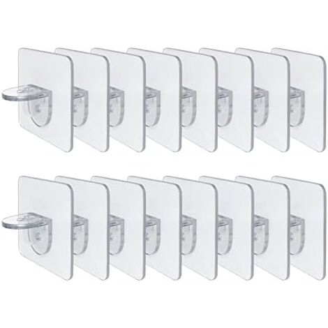 16 Pieces Wall Shelf Support Pegs, Transparent Adhesive Hooks, No ...