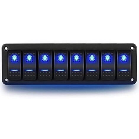 8 Gang 12V Waterproof 8 Gang Boat Switch Panel with Blue LED Light for ...