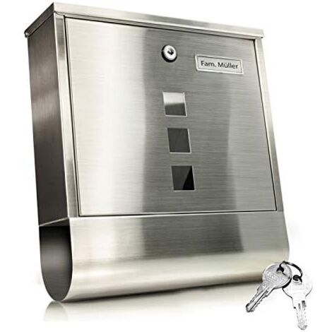 2210 Modern Letterbox with Newspaper Roll, Brushed Steel, with Window ...