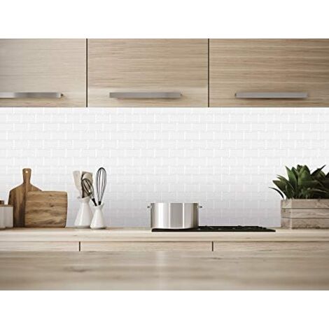 Pack of 10 Pieces,White Subway Self Adhesive Tiles,Adhesive Backsplash ...
