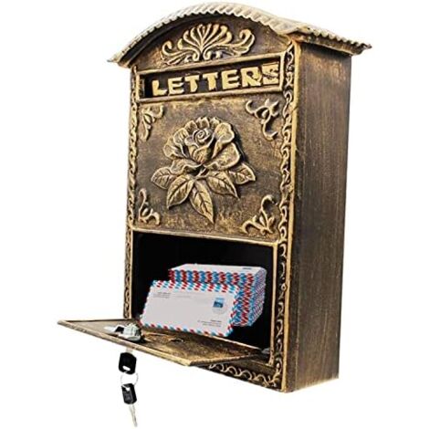Vintage Cast Aluminum Wall Mounted Mailbox with 2 Keys - Weather and ...