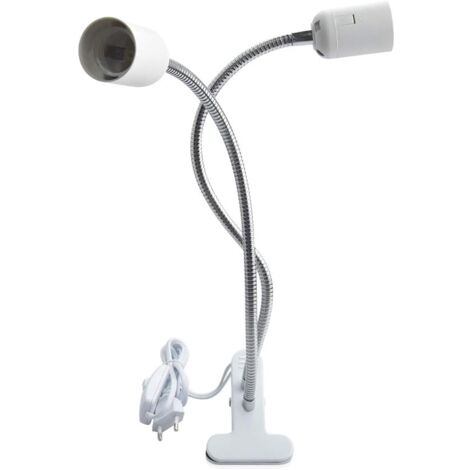 Clamp Holder with 2 E27 Sockets with Switch 360 Degree Gooseneck Table ...