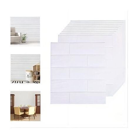 10 Pieces 3D Brick Wallpaper, Self Adhesive White Brick Wall Stickers ...