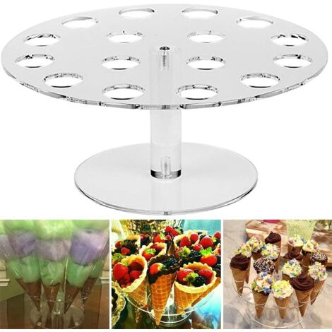 Ice Cream Cone Holder, Mini Clear 16 Hole Round Acrylic ICE-Cream Cone ...