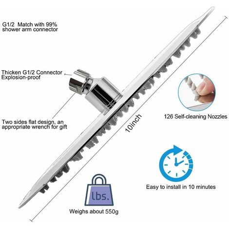 304 Stainless Steel Anti-Limescale Shower Head Ultra-Thin Round High ...