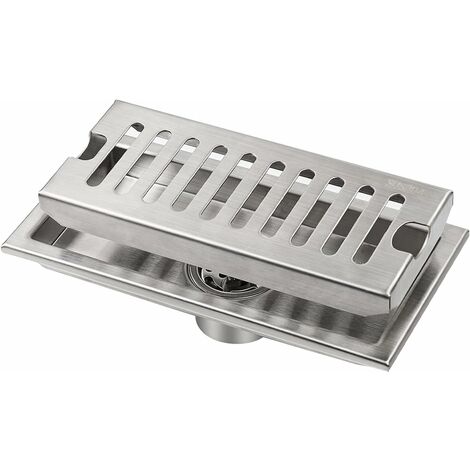 Floor Drain - Silver 200mm x 100mm Stainless Steel Rectangle Floor ...