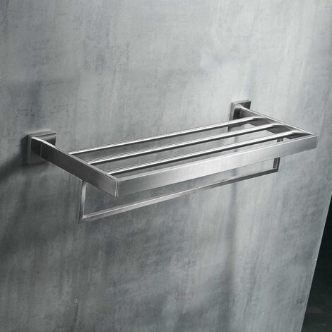 Wall Mounted Towel Rack, Hotel Bathroom Double Towel Rack Shelf ...