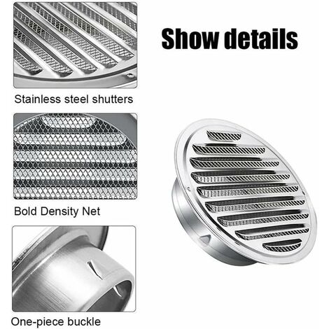 Stainless steel ventilation grille 100mm with screws and dowels Weather ...