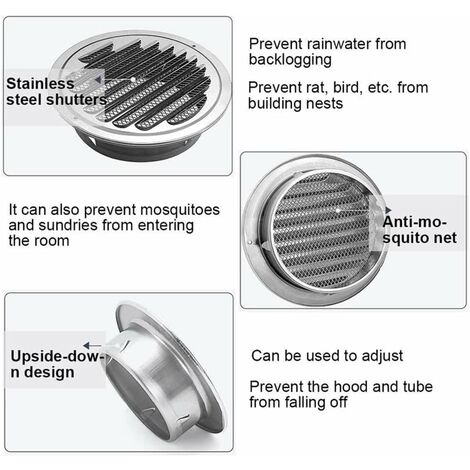 Stainless steel ventilation grille 100mm with screws and dowels Weather ...