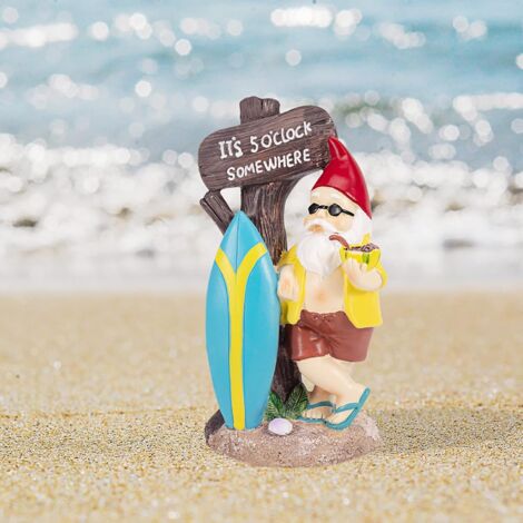 Outdoor Garden Statue, Garden Gnome, Surfing Gnome, Weatherproof ...