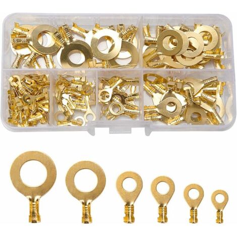 Rose-150 Pieces Brass Electrical Cable Lugs, Round Brass Electrical Lug ...