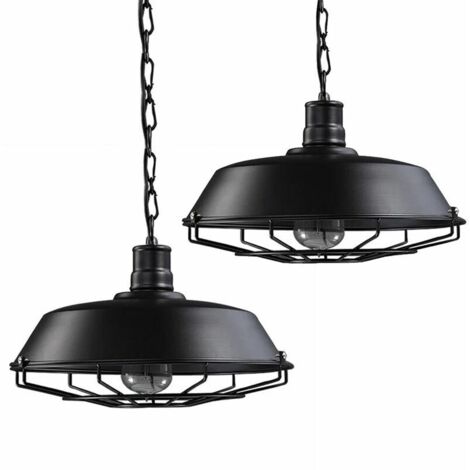 Set of 2 vintage industrial style pendant lights, retro interior ...