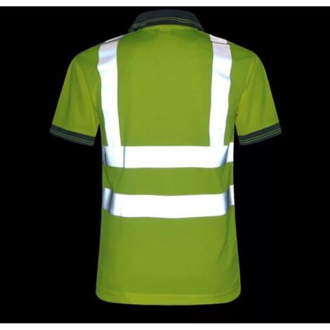 T-Shirt Short Sleeves Reflective Tape Security Tee Shirt (Size XXL)