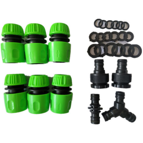 Kit of 10 plastic garden hose connectors, grass green