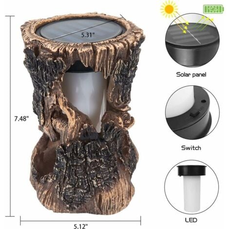 LED Solar Torch Torch Flame Simulation Tree Stump Waterproof Desk Lamp