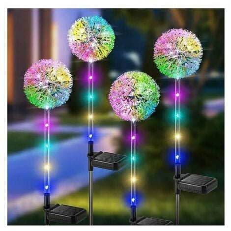 Solar Powered Lights, 4 Pieces Dandelion Flower Solar Powered Lights ...
