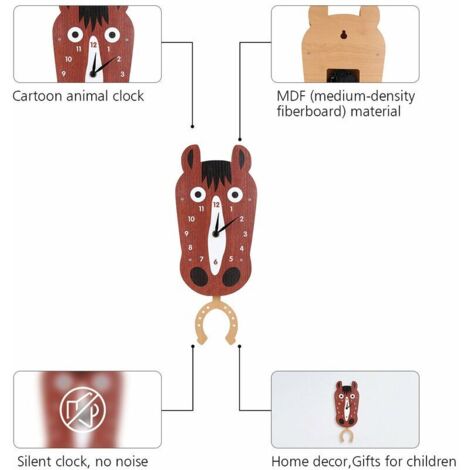 Snow-Cartoon animal clock Rocking horse head clock Wooden MDF wall ...