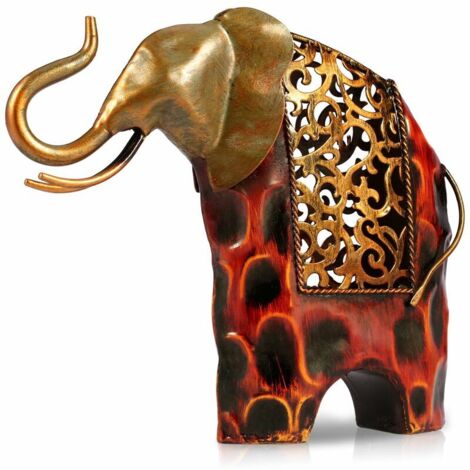 orchid-Wrought Iron Elephant Iron Sculpture