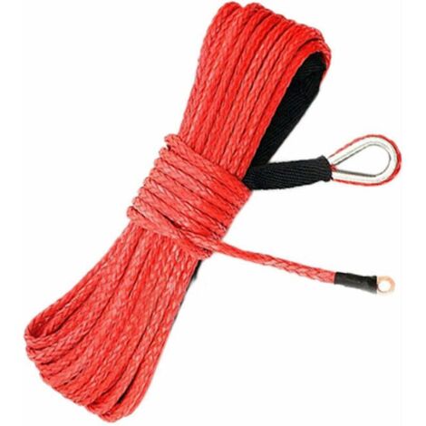 Car Trailer Rope with Electric Winch Rope and Sheath (Red) 1pcs