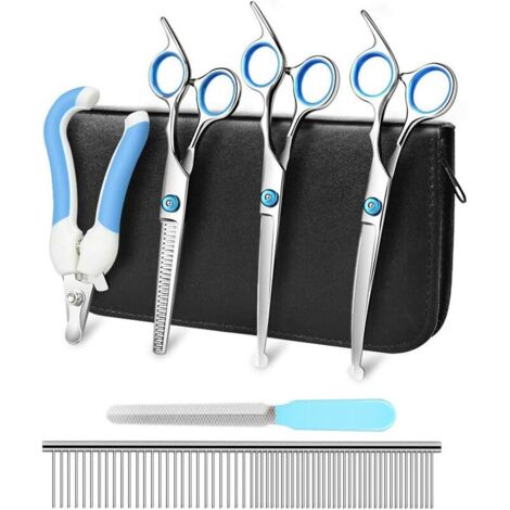 moon 7 Pack Professional Stainless Steel Grooming Scissors for Dog Cat ...