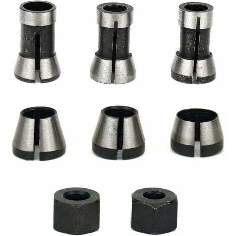 6Pcs Milling Chuck, 6mm 6.35mm 8mm Collet Trimmer Chuck, Wood Router ...