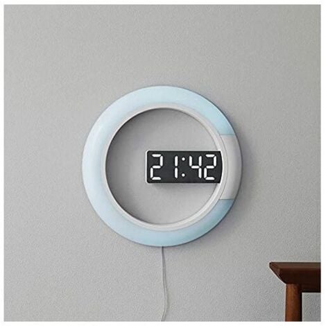 LED Nightlight Digital Wall Clock Alarm Mirror 3D Hollow Watch Table ...