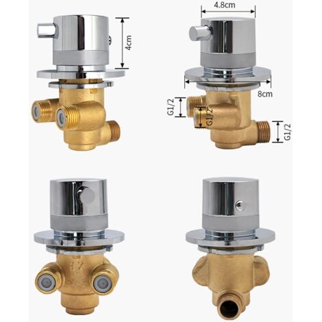 G1/2" Thermostatic Shower Valve Brass Shower Mixer tap Thermostatic ...