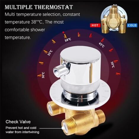 G1/2" Thermostatic Shower Valve Brass Shower Mixer tap Thermostatic ...