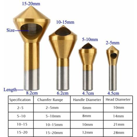 4 Pieces Tapered Deburring Tool Set with Titanium Coating for Wood ...