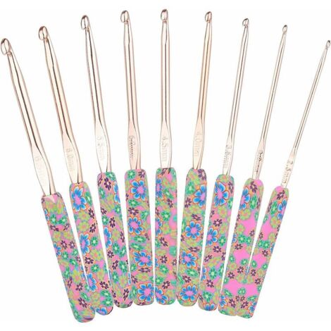 Set of 9 crochet floral hooks, soft grip crochet hook sets, aluminum crochet hook