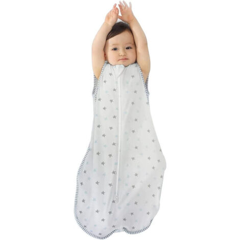 Baby sleeping bag, cotton sleeveless baby smoux blanket (star, 6-12 months)