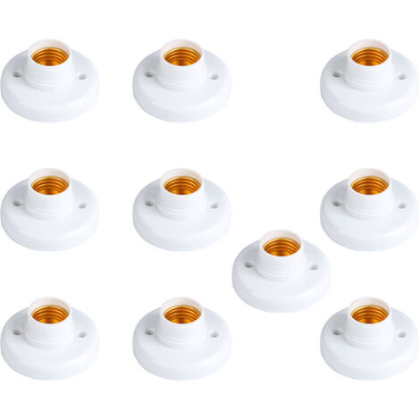 10pcs Wall Mount E27 Round Thread Lamp Holder Conversion Adapter