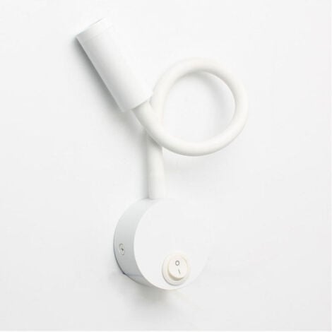 Wall Head Reading Light Switch with Flexible Gooseneck (White, 1W)