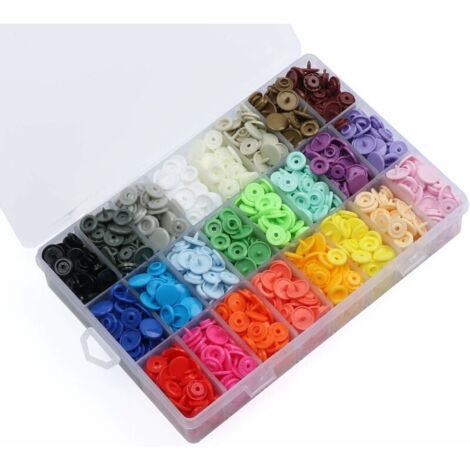 400pcs 24 Colors T5 Plastic Snaps 12mm, with Box Storage