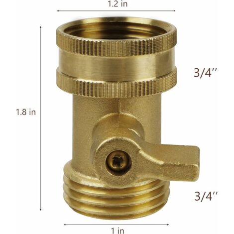 Water Supply Shut Off Valve 3/4 Solid Brass Garden Hose Fittings - 2 Pieces