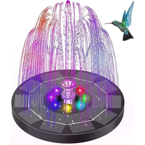 Outdoor Solar Fountain 3 W With Colored Led Lights And Battery And 8 ...