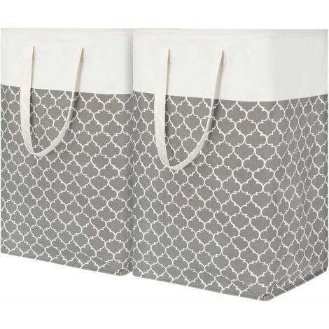 2 Pack Laundry Hamper, 80L Large Laundry Hamper with Long Reinforced ...